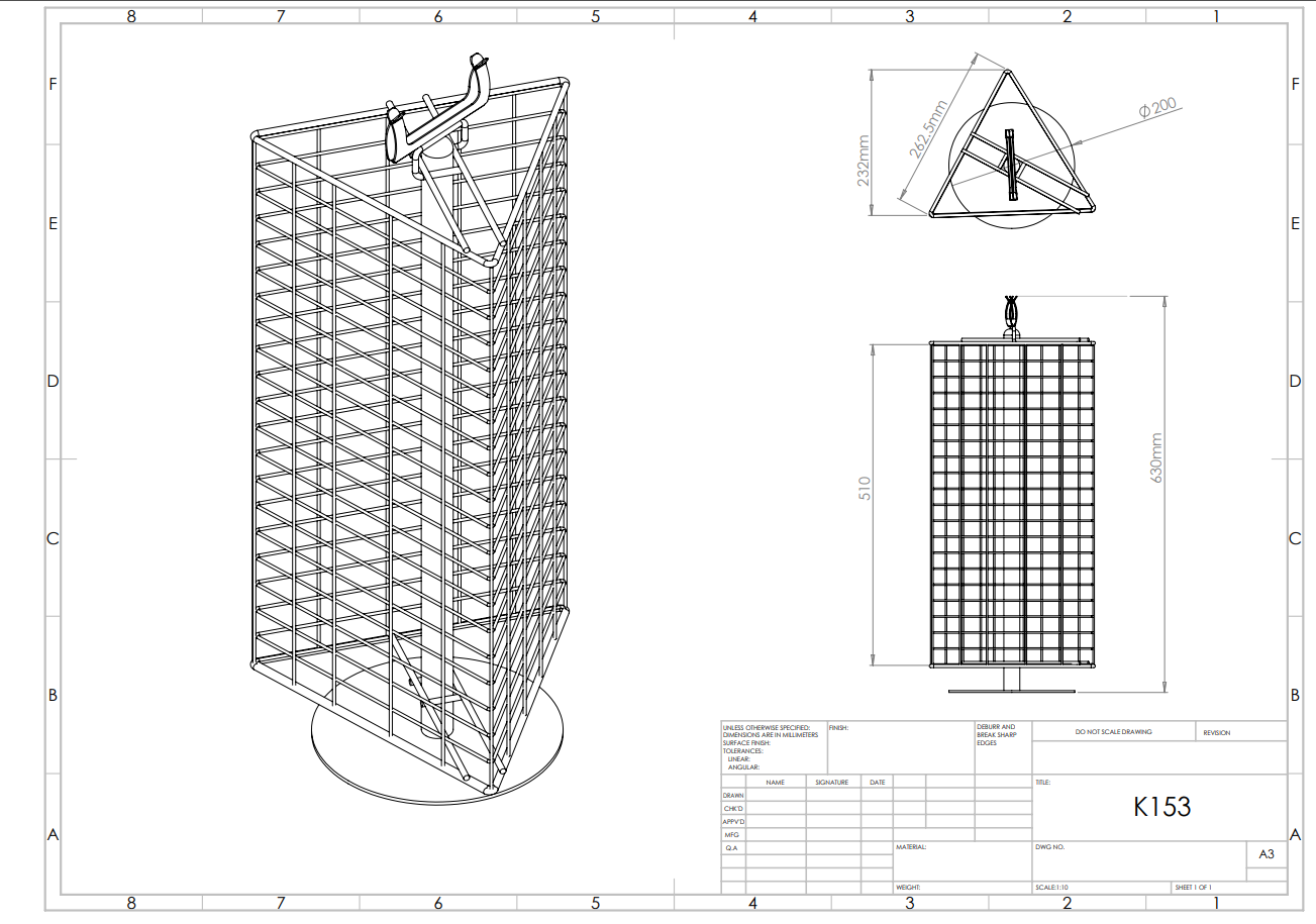 3 Sided Rotating Counter Mesh Stand (K152)
